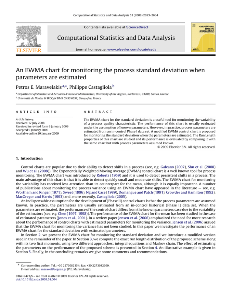 Computational Statistics And Data Analysis An EWMA Chart For