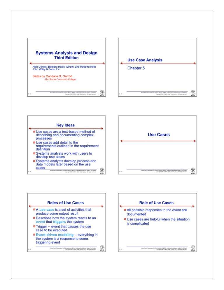 Systems Analysis and Design Use Cases