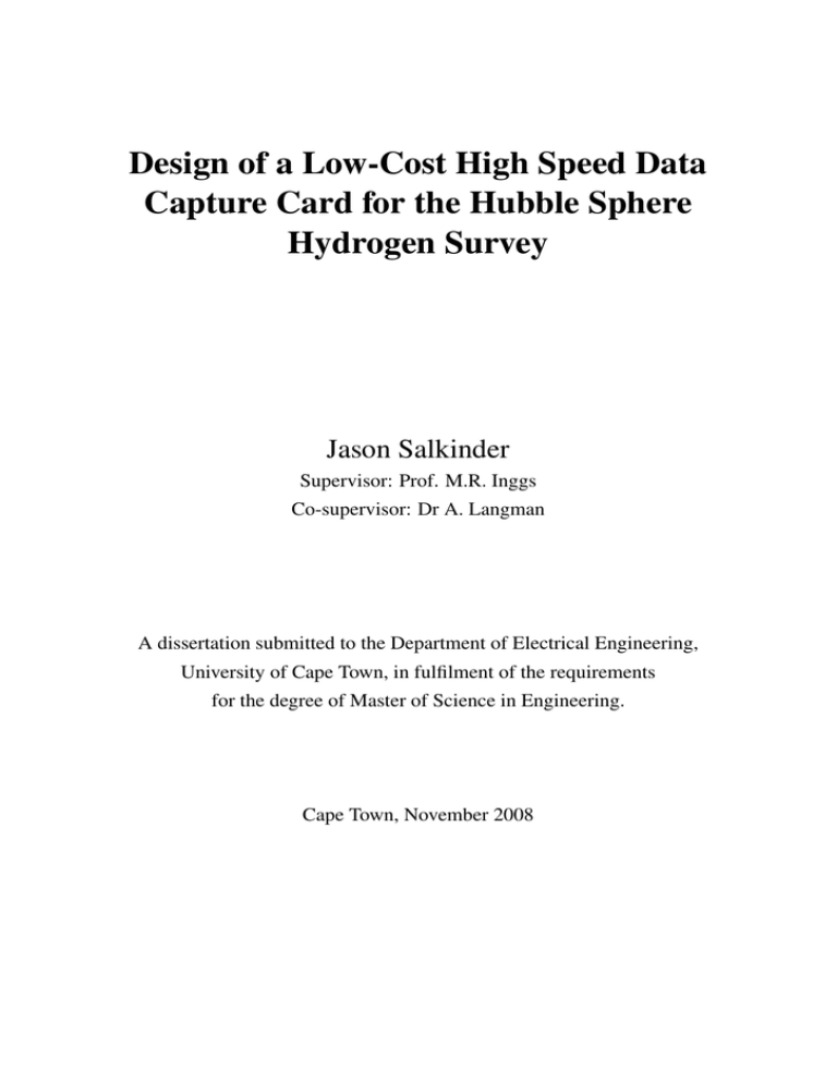 Design of a Low-Cost High Speed Data Capture Card for the Hubble