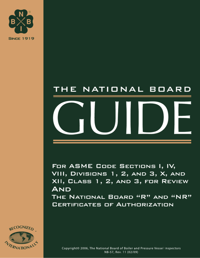 Certificate of Authorization - The National Board of Boiler and