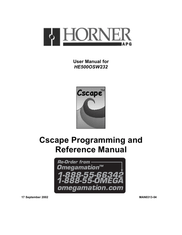 Cscape Programming and Reference Manual