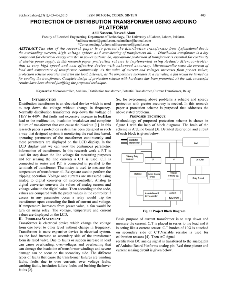 protection of distribution transformer using arduino platform