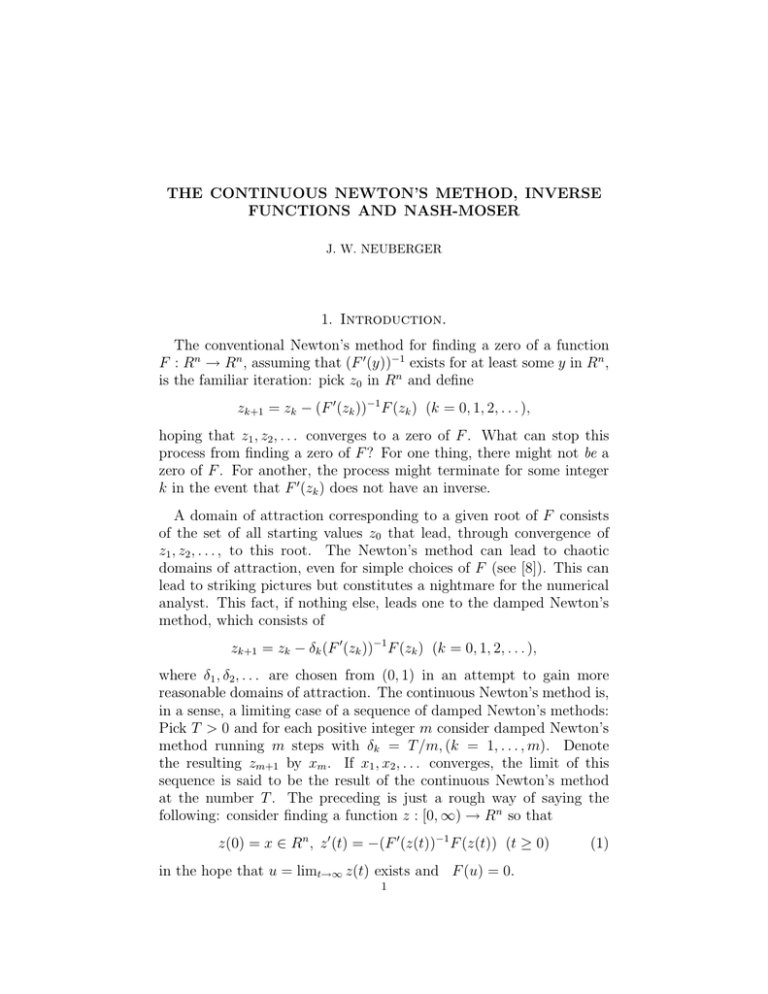 THE CONTINUOUS NEWTON`S METHOD, INVERSE FUNCTIONS THE CONTINUOUS NEWTON`S METHOD, INVERSE FUNCTIONS