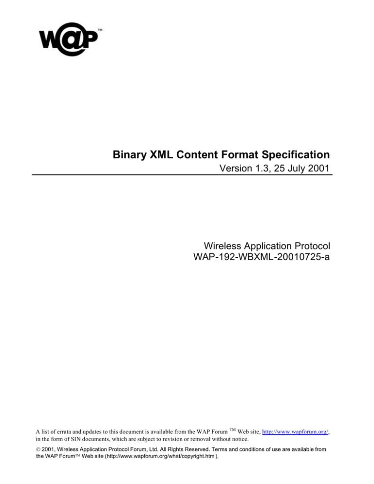Binary Xml Content Format Specification