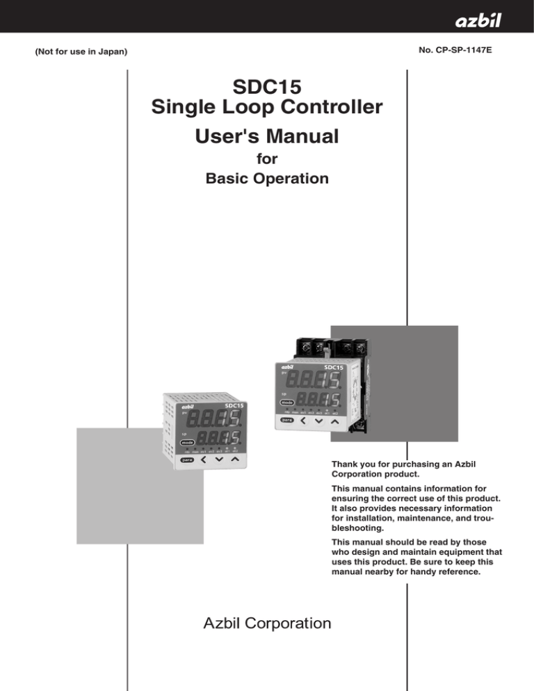 SDC15 Single Loop Controller User`s Manual
