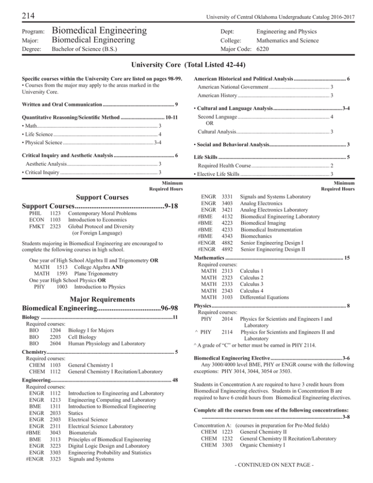 Program: Biomedical Engineering