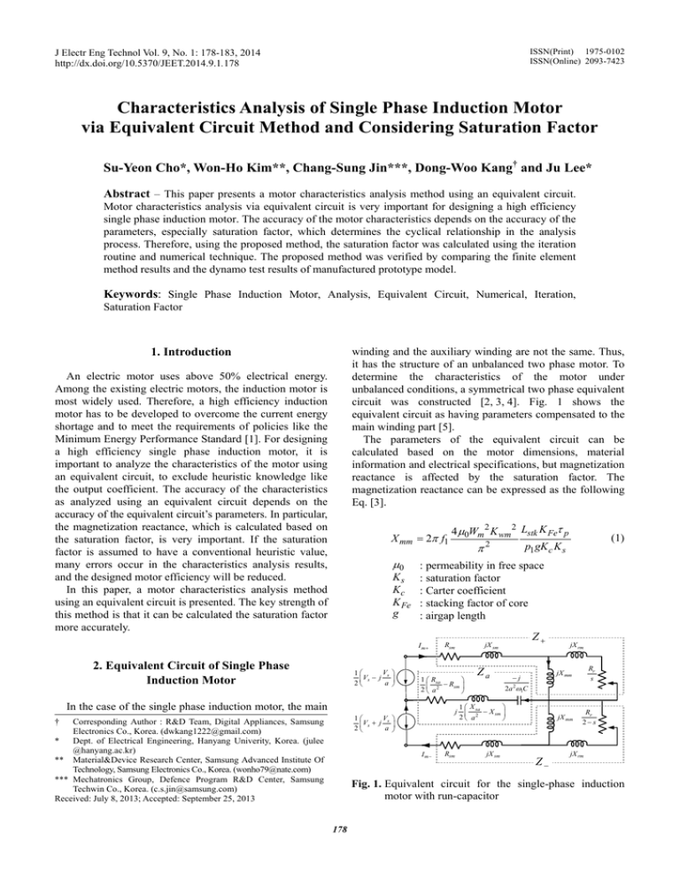 Characteristics Analysis of Single Phase Induction Motor via