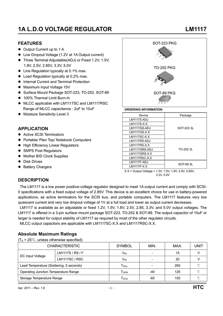 1A L.D.O VOLTAGE REGULATOR LM1117