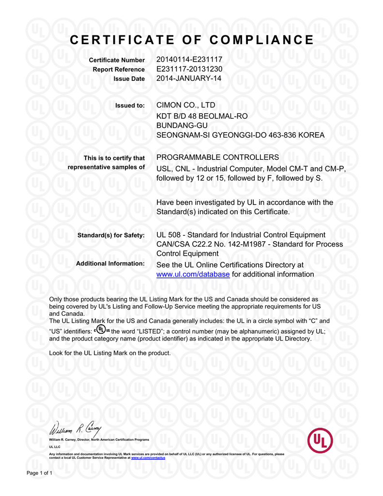 Certificate Of Compliance