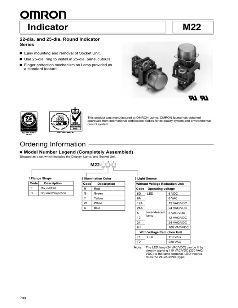 Omron M22-FR-24A Datasheet