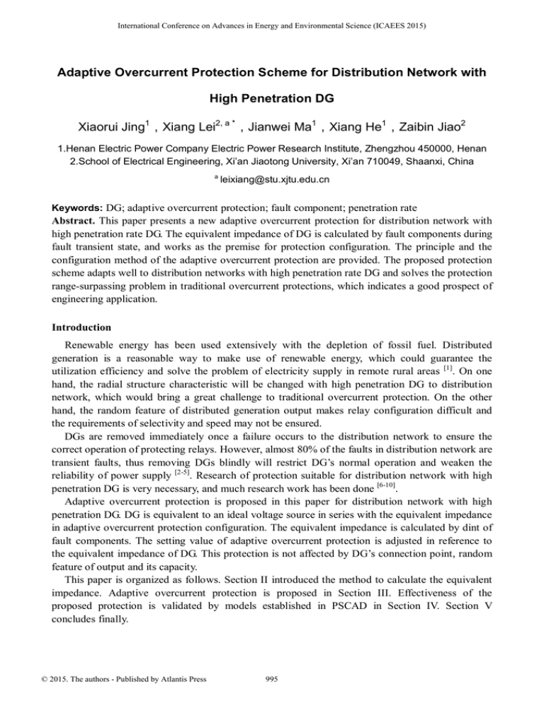 Adaptive Overcurrent Protection Scheme for Adaptive Overcurrent Protection Scheme for