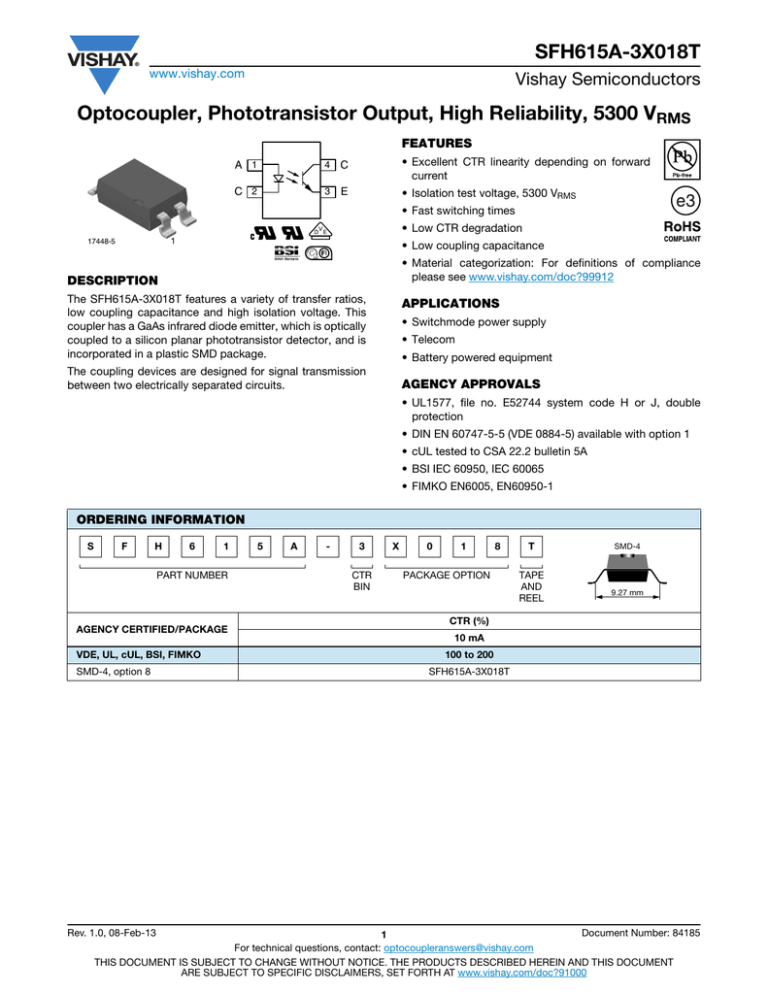 SFH615A-3X018T Datasheet