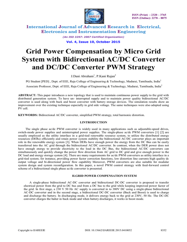 Grid Power Compensation by Micro Grid System with