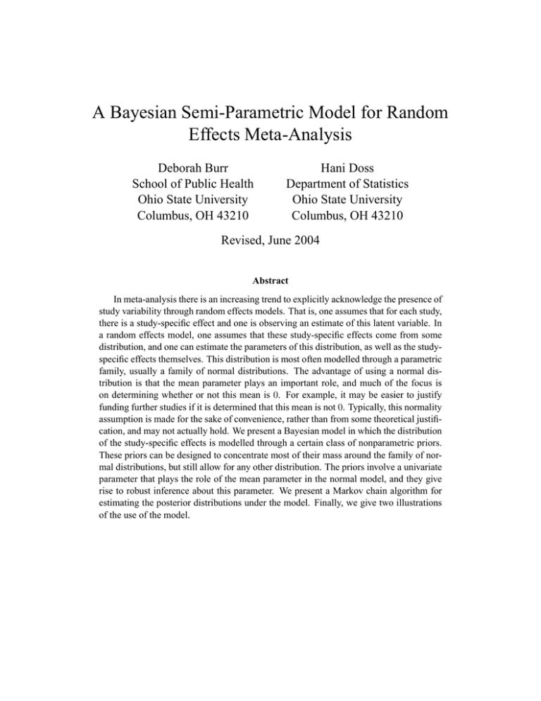 A Bayesian Semi Parametric Model For Random Effects Meta