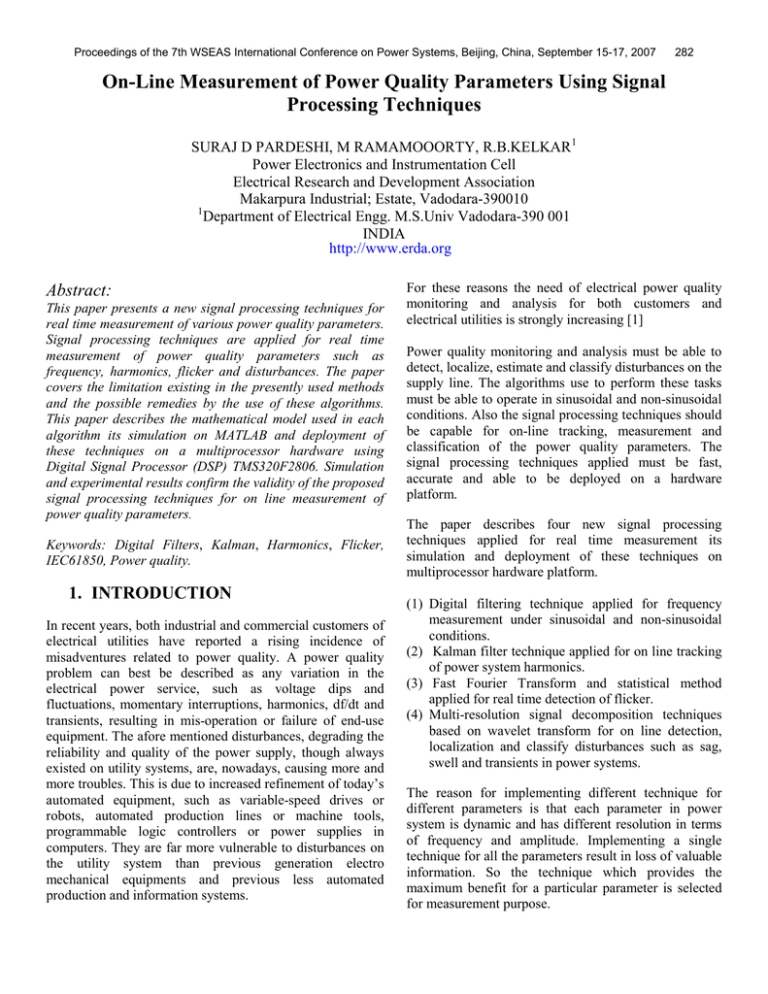 On-Line Measurement of Power Quality Parameters On-Line Measurement of Power Quality Parameters