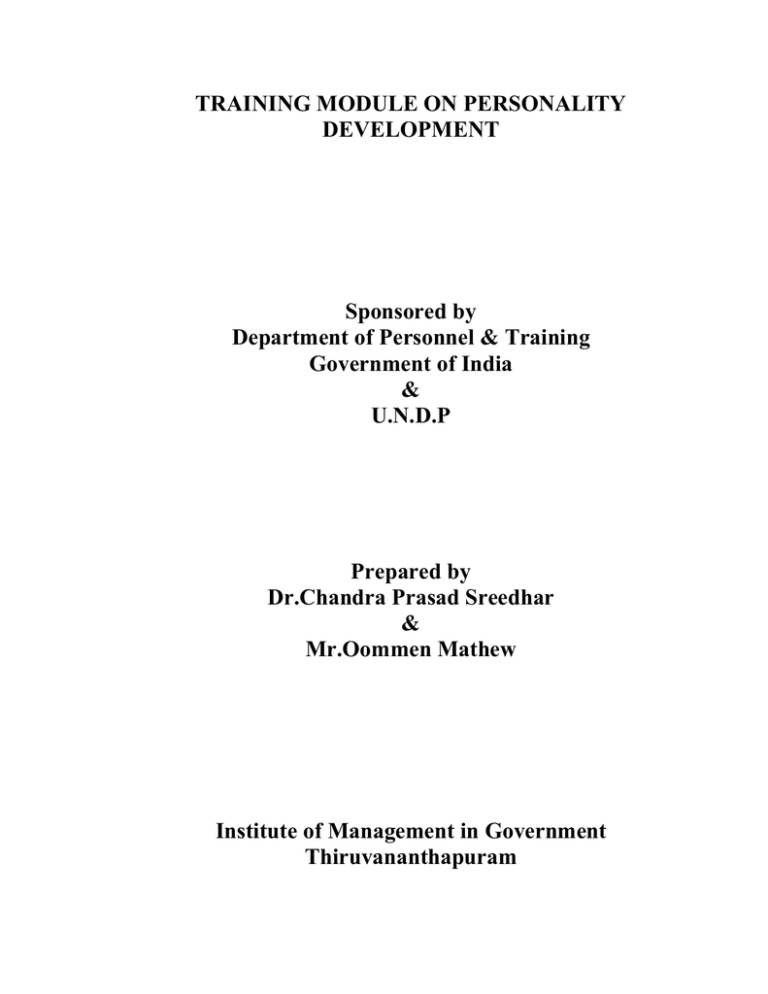 TRAINING MODULE ON PERSONALITY DEVELOPMENT