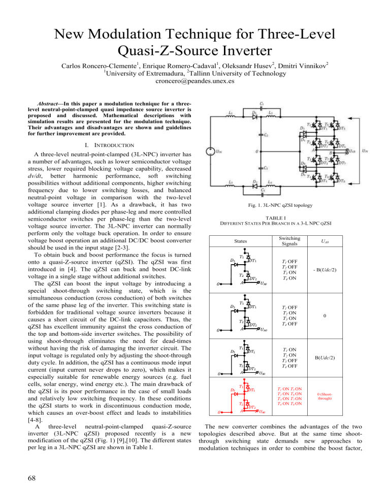 New modulation technique for three-level quasi-z New modulation technique for three-level quasi-z