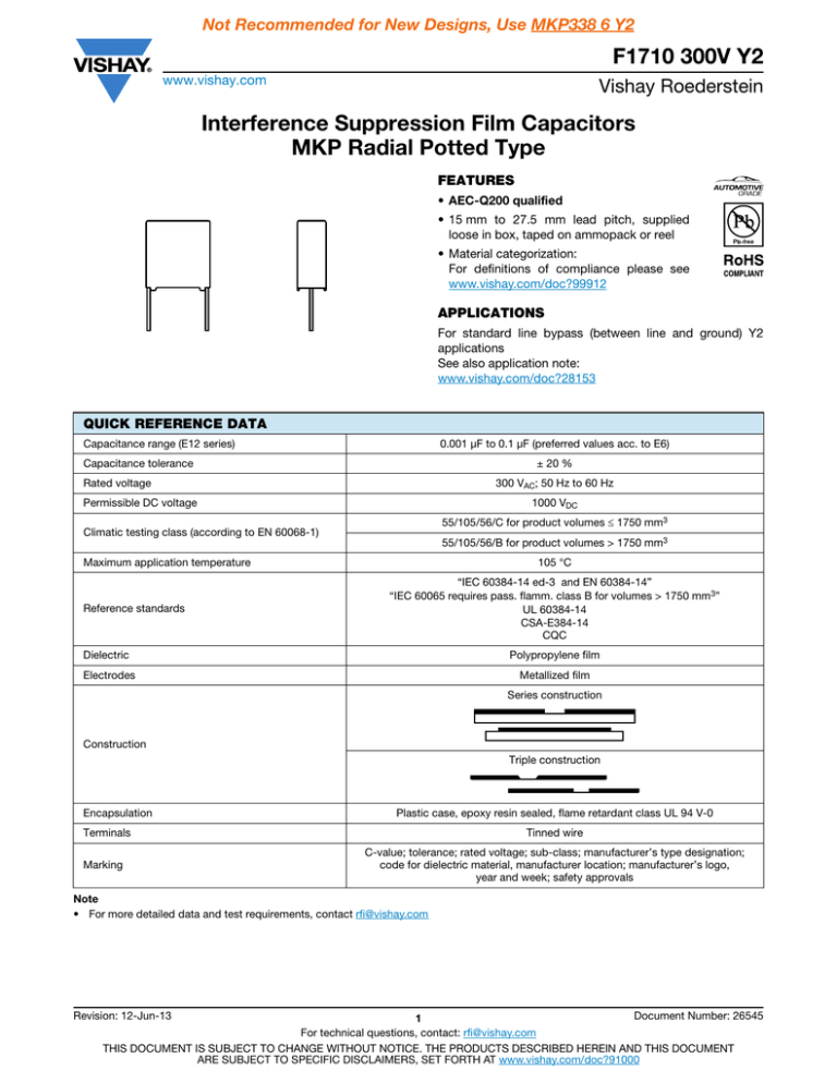 F1710 300V Y2 Datasheet