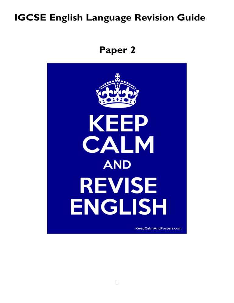 IGCSE English Language Revision Guide Paper 2