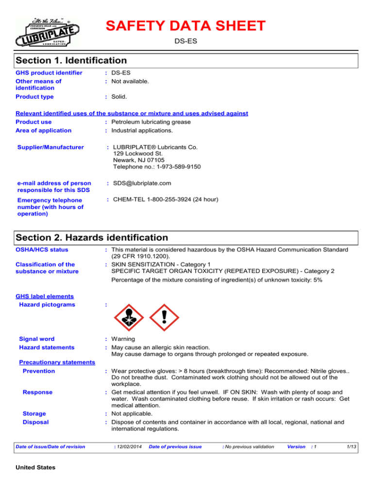 SDS Lubriplate SDS Lubriplate