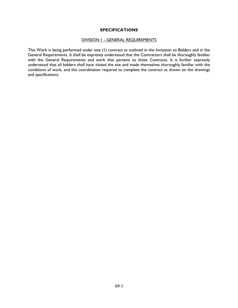 GR 1 SPECIFICATIONS DIVISION 1