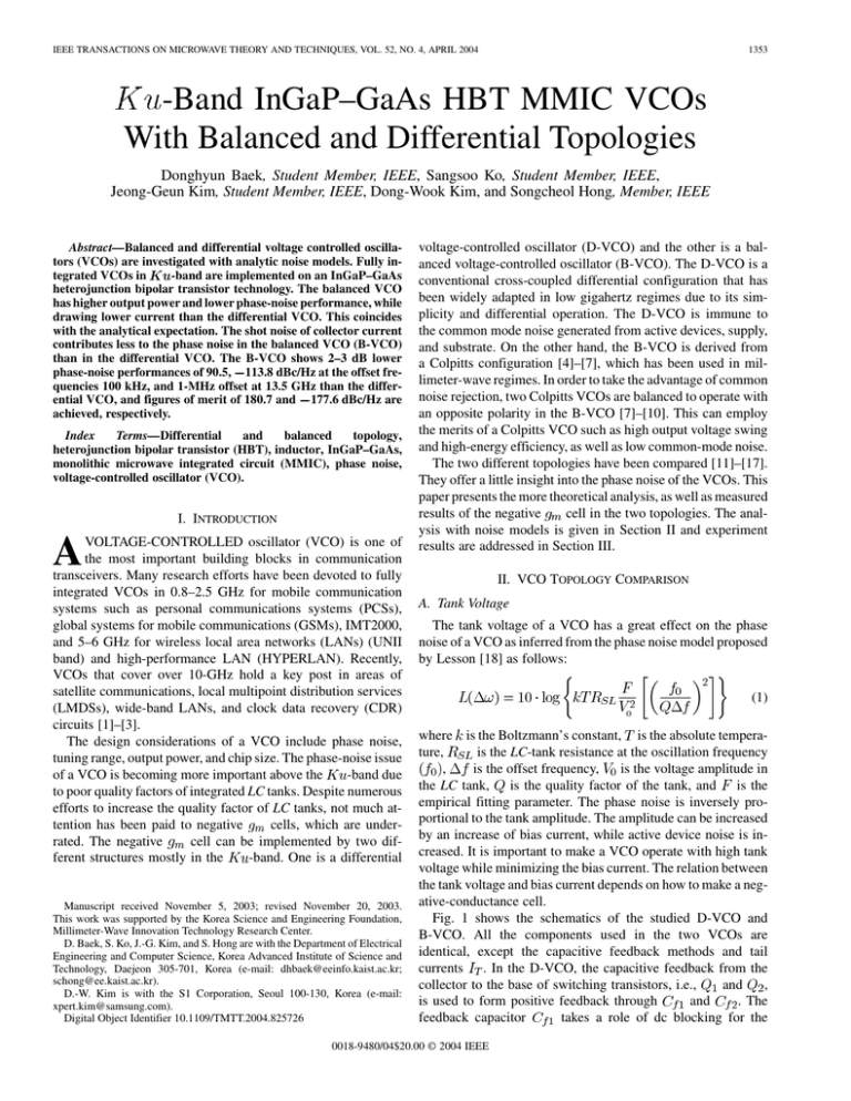 Ku-Band InGaP–GaAs HBT MMIC VCOs With Balanced and