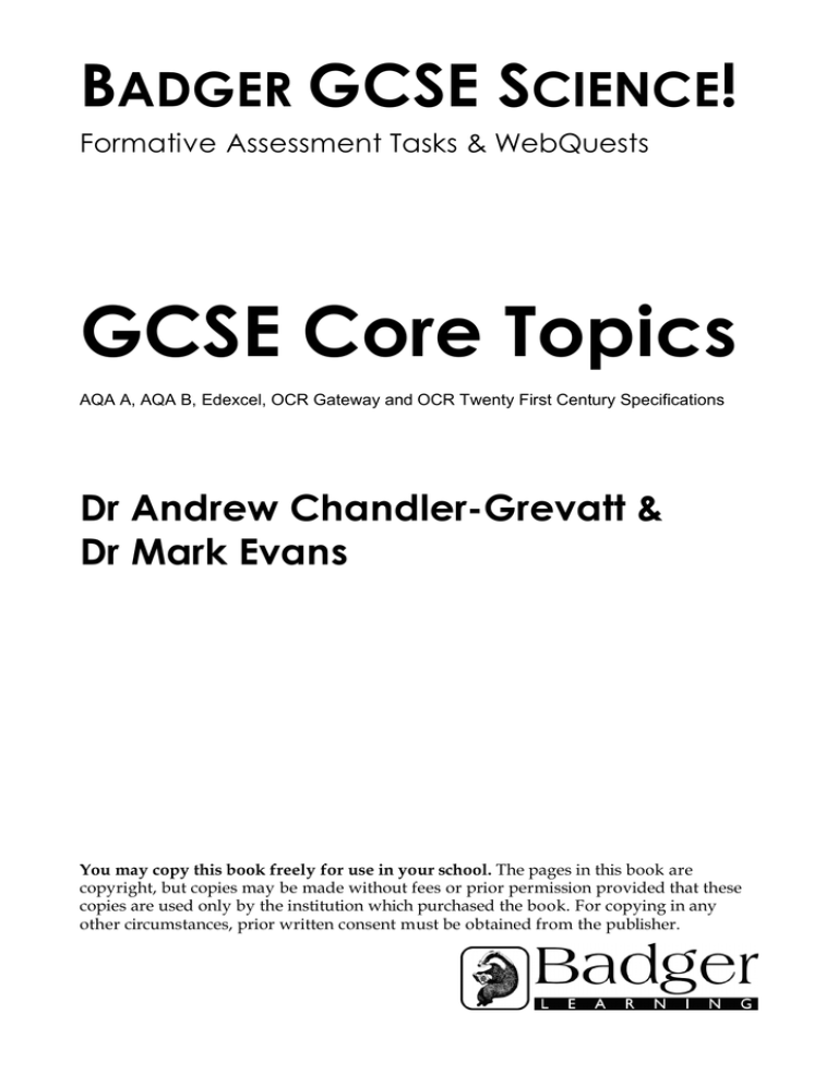 GCSE Core Topics GCSE Core Topics