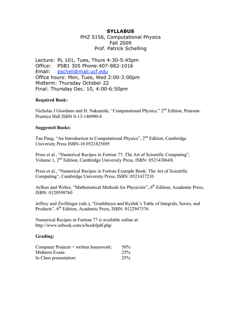 Syllabus UCF Physics