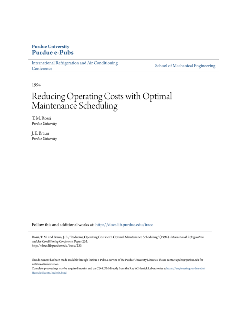 Reducing Operating Costs With Optimal Maintenance Scheduling