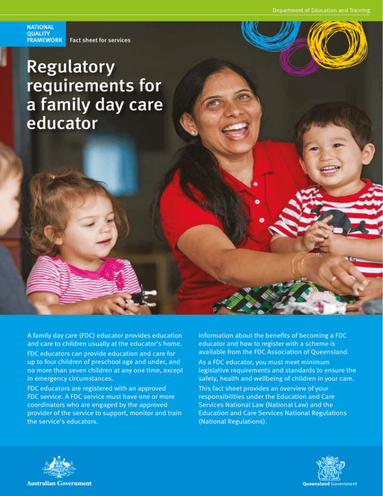 Regulatory Requirements For A Family Day Care Educator Regulatory Requirements For A Family Day Care Educator