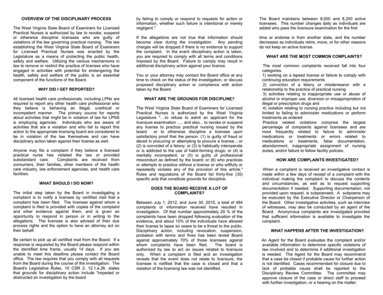 Disciplinary Procedures For Licensees
