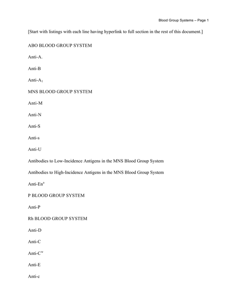 Abo Blood Group System Abo Blood Group System