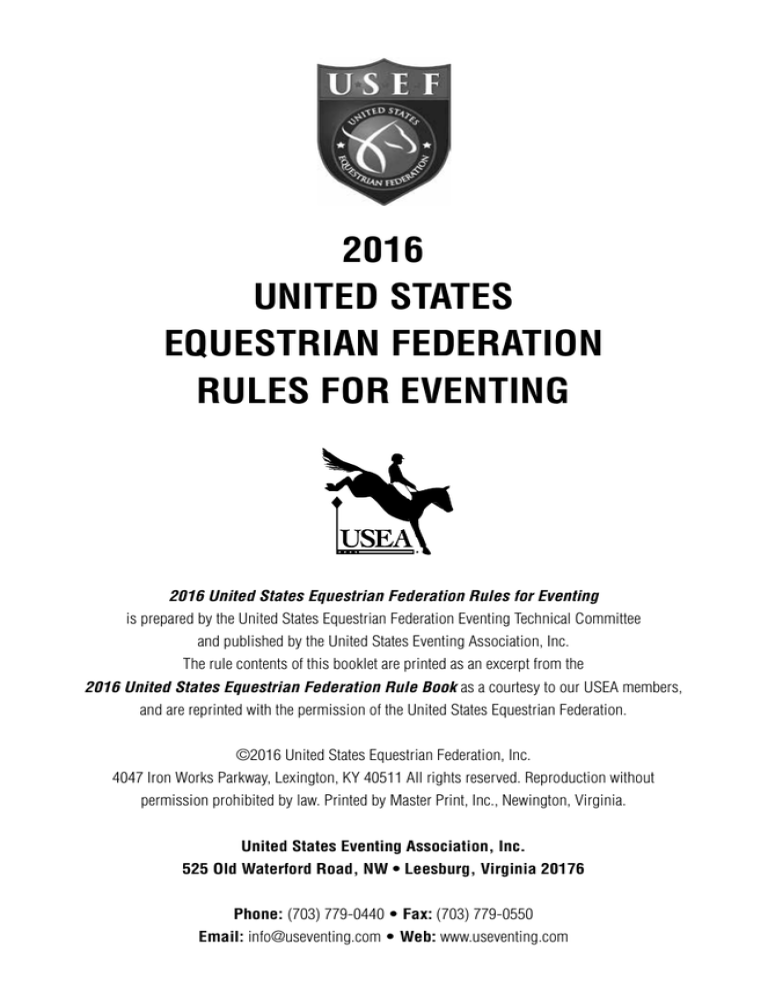 USEF Rules For Eventing United States Eventing Association USEF Rules For Eventing United States Eventing Association