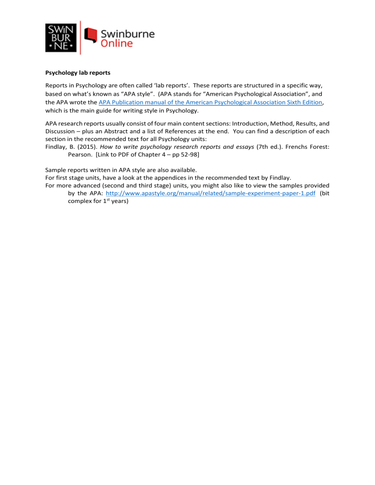 This Psychology Lab Report Site