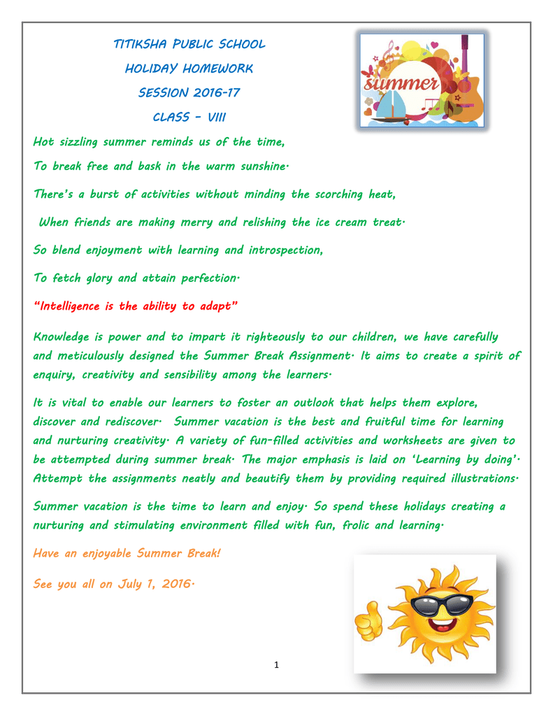 Summer Vacation Holiday Homework Ideas Cogo Photography