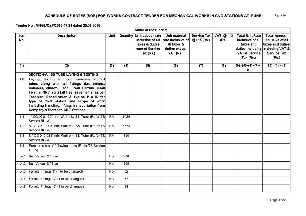 Contract Tender Template Contract Tender Template