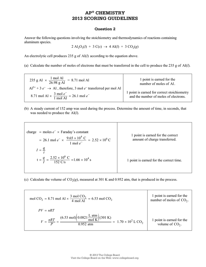 Ap Chemistry 2013 Scoring Guidelines Ap Chemistry 2013 Scoring Guidelines