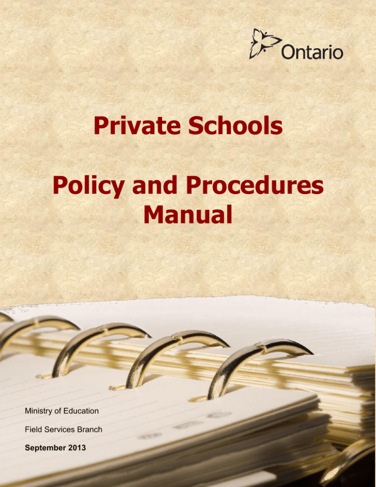 Private Schools Policy And Procedures Manual Private Schools Policy And Procedures Manual