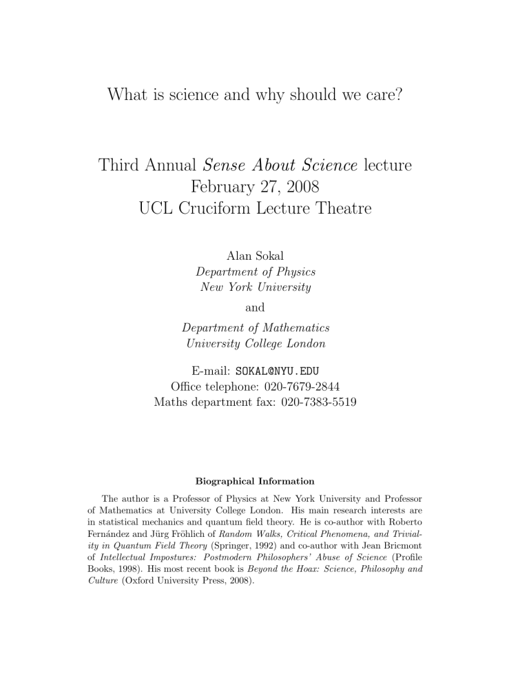 What Is Science And Why Should We Care Third Annual
