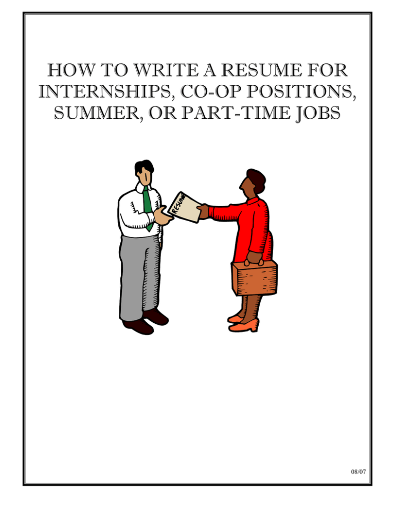 HOW TO WRITE A RESUME FOR INTERNSHIPS CO