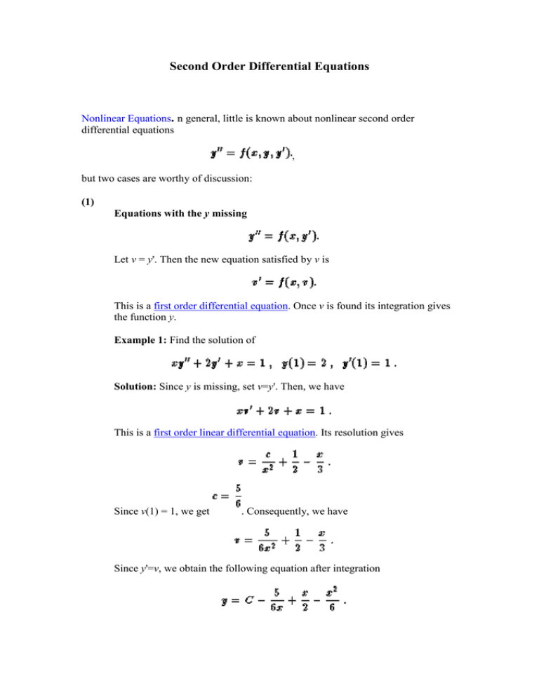 Second Order Differential Equations