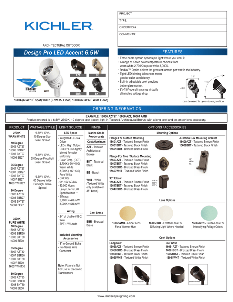 16008 Spec Sheet - Kichler Lighting