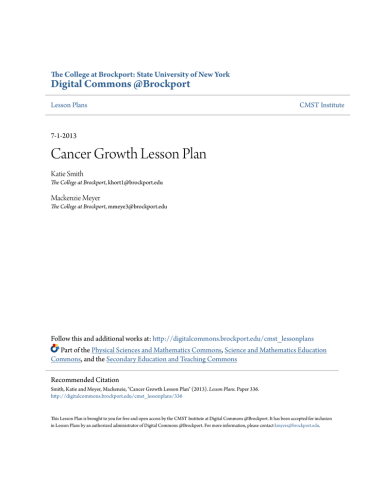Cancer Growth Lesson Plan Digital Commons Brockport
