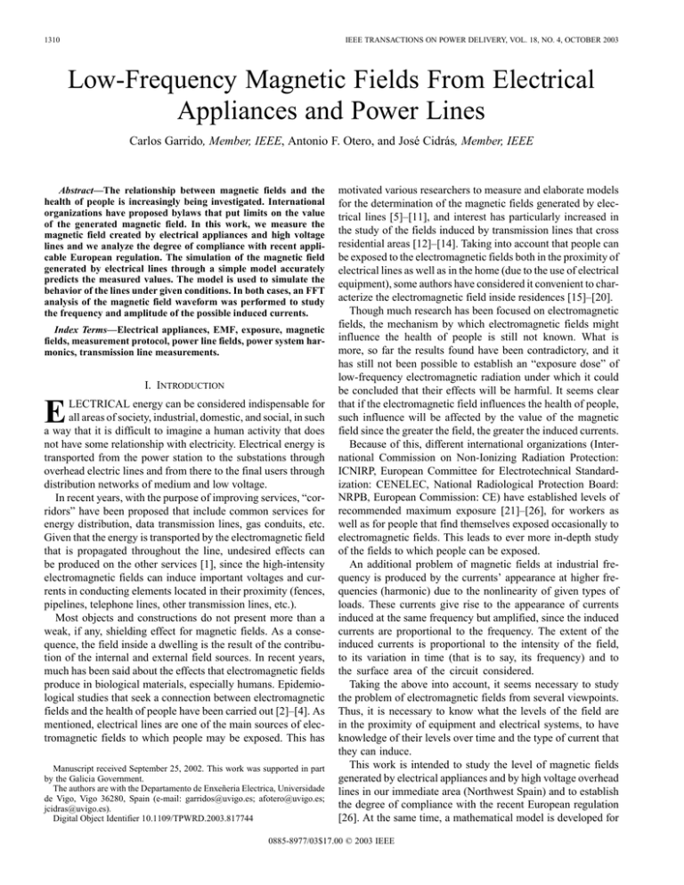 Low-frequency magnetic fields from electrical appliances and power