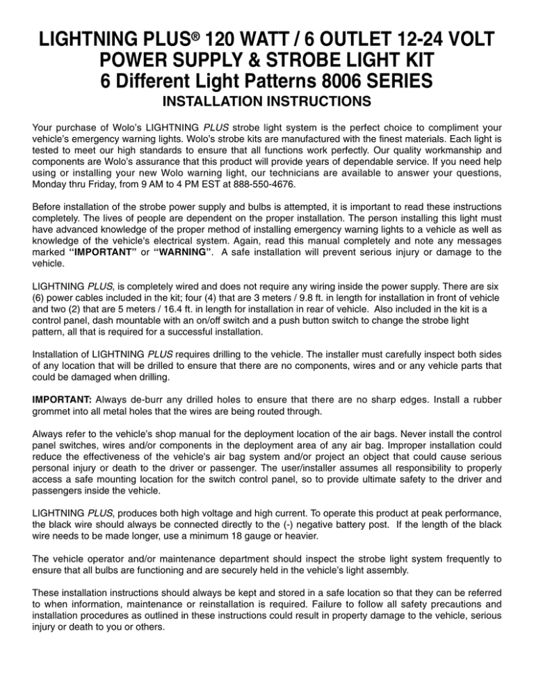 Product Manual for Emergency Strobe Kit