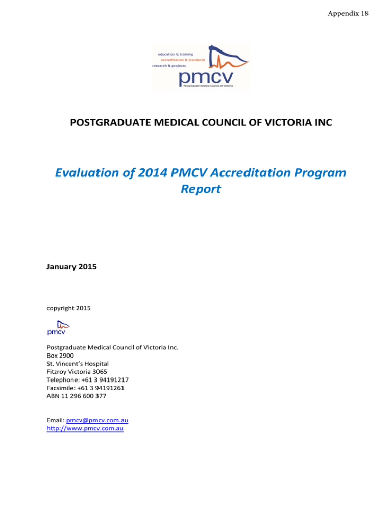 Appendix 18 Evaluation of 2014 PMCV accreditation program