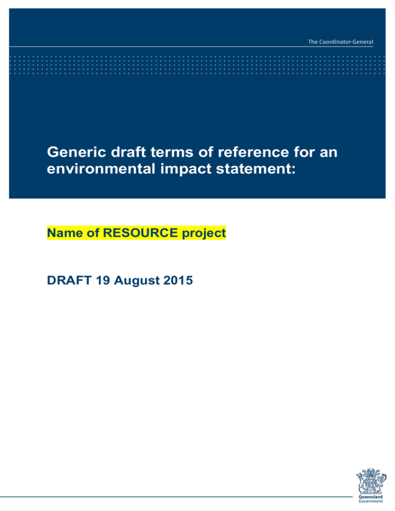 Generic draft terms of reference for an environmental impact statement