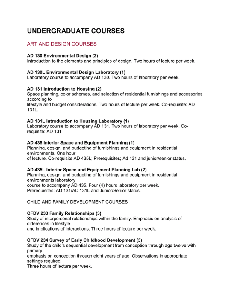 UNDERGRADUATE COURSES UNDERGRADUATE COURSES