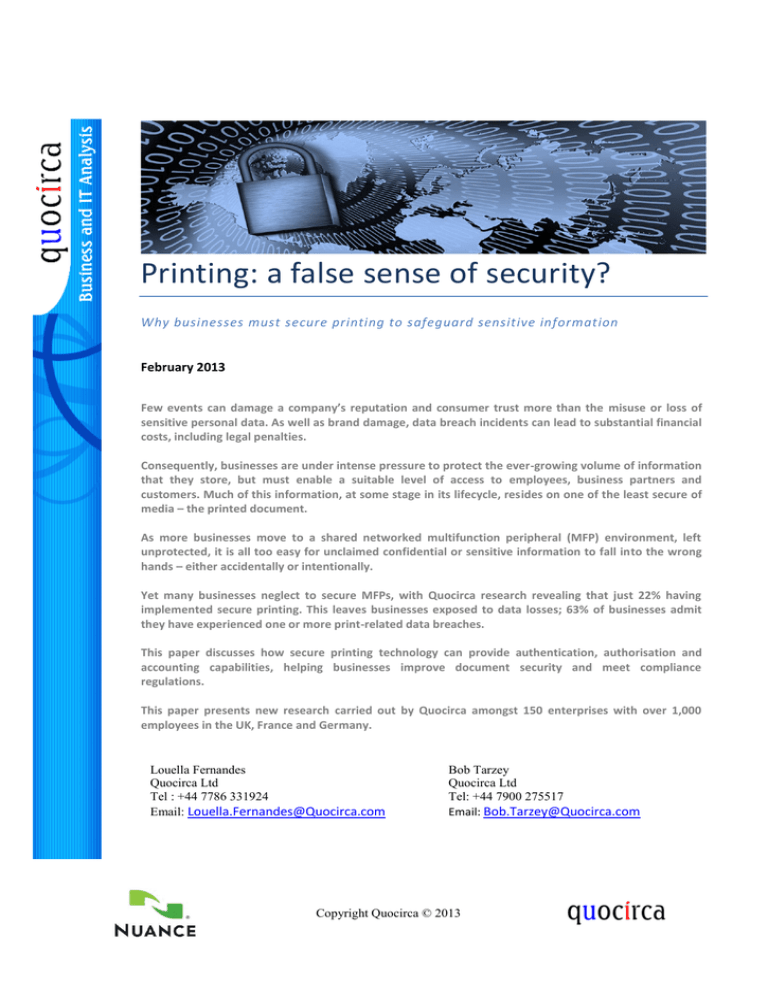 Printing: a false sense of security?