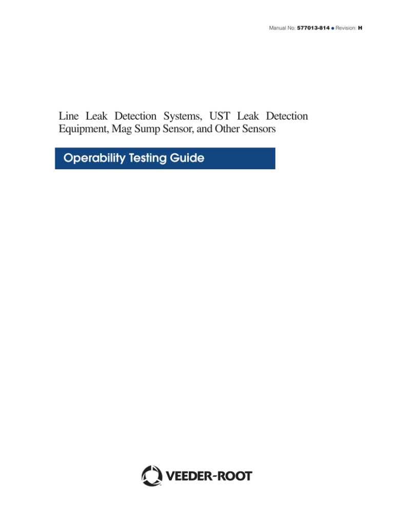 Operability Testing Guide Line Leak Detection - Veeder-Root